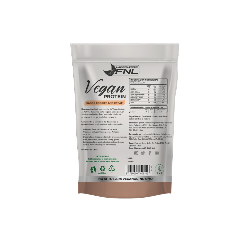 PROTEIN VEGAN SABOR COOKIES AND CREAM 400 gramos – Mis Productos FNL